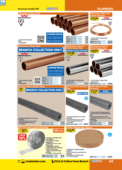 Wednesbury Copper Pipe 28mm x 3m | Toolstation