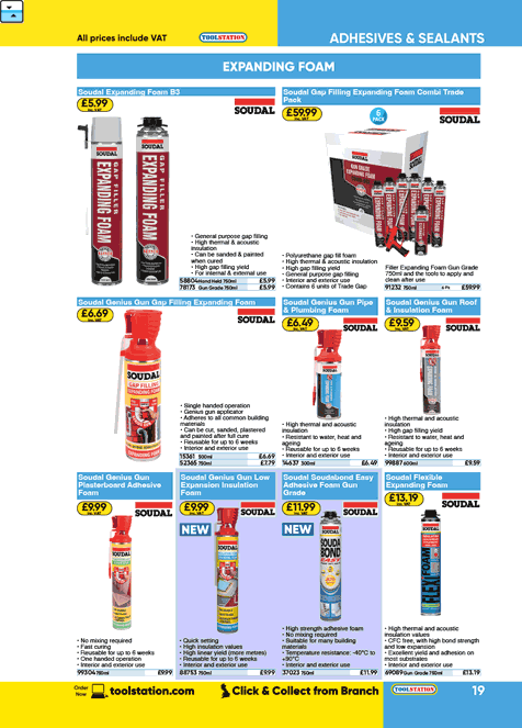 Soudal Expanding Foam B3 Hand Held 750ml | Toolstation