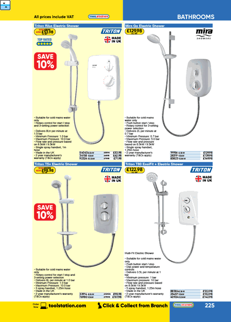 Triton T80 Easifit Electric Shower 10 5kw Toolstation