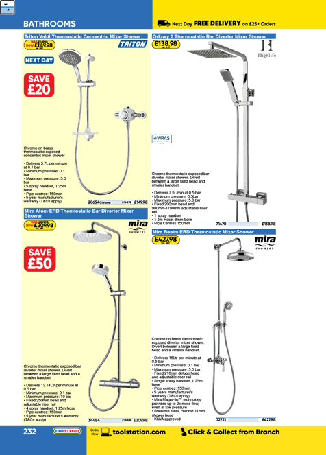 Mira Atom ERD Thermostatic Bar Diverter Mixer Shower | Toolstation