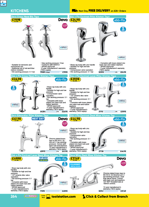 Deva Edwardian Pillar Kitchen Taps | Toolstation