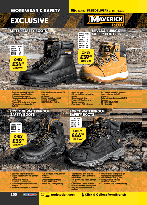 Maverick Cyclone Waterproof Safety Boots Size 11 | Toolstation