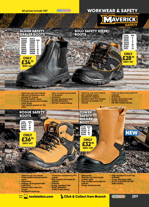 Maverick Slider Safety Dealer Boots Brown Size 8 | Toolstation