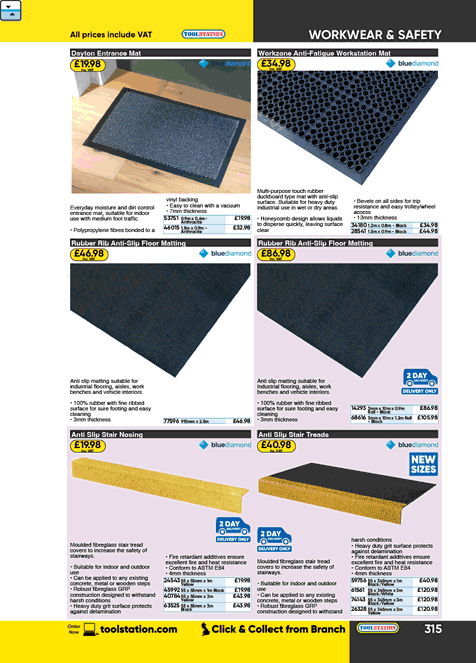 Rubber Rib Anti-Slip Floor Matting 3mm x 10m x 1.2m Roll - Black ...