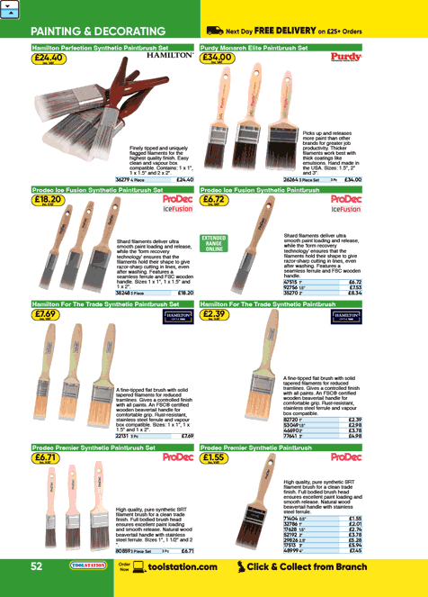 Hamilton For The Trade Synthetic Paintbrush Set 3 Pc | Toolstation