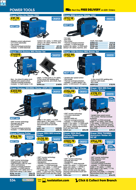 Draper 100A Gasless MIG Welder Set 230V | Toolstation