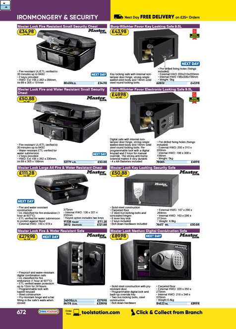 Master Lock Fire Resistant Small Security Chest 5.2L | Toolstation