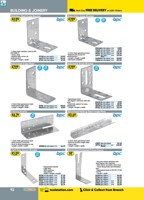 Stainless Steel Angle Bracket 90 x 90 x 60mm | Toolstation